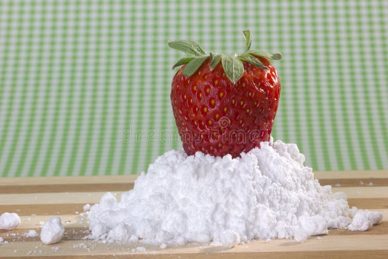 Fresh Strawberry with Sugar Powder Stock Image - Image of refreshment ...