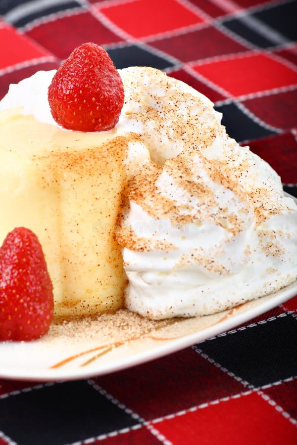 Fresh Strawberry on Top of Vanilla Pudding Dessert Stock Image - Image ...