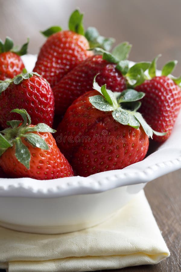 Fresh strawberry stock photo. Image of white, green, bowl - 30580094