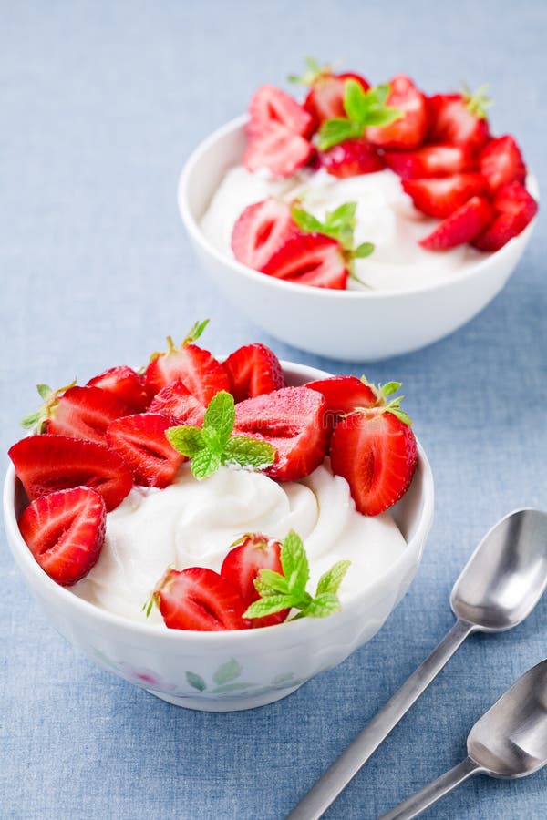 Fresh Strawberry Yoghurt stock image. Image of close - 56066351