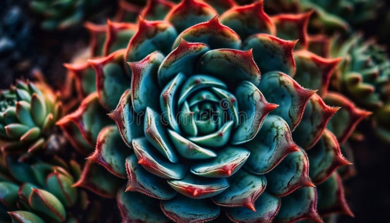 Fresh Succulent Leaf, Sharp Thorn, Macro Pattern Generated by AI Stock ...