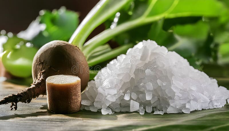 Fresh Sugar Beet Root and White Sugar Crystals Stock Illustration ...