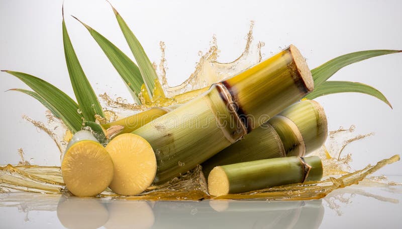 Fresh Sugar Cane a Few Slices and a Splash of Fresh Sugar Cane Juice ...