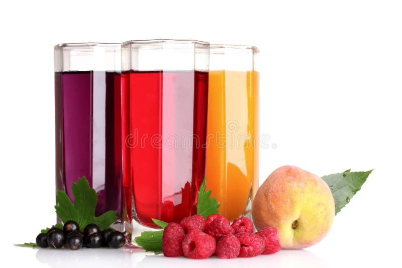 Fresh Summer Berries and Juice on White Stock Image - Image of close ...