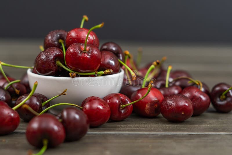 Fresh summer cherries stock image. Image of dish, plate - 221888003