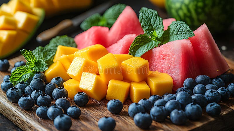 Fresh Summer Fruit Platter with Watermelon, Mango, and Blueberries ...