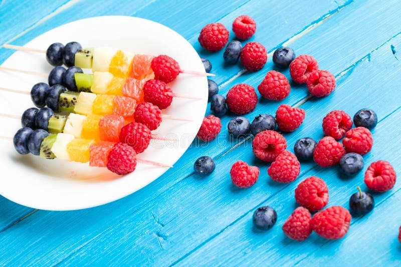 Fresh Summer Fruits on Sticks Stock Photo - Image of raspberry, gourmet ...