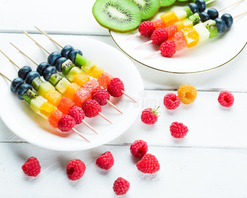 Fresh Summer Fruits on Sticks Stock Image - Image of fitness, berry ...