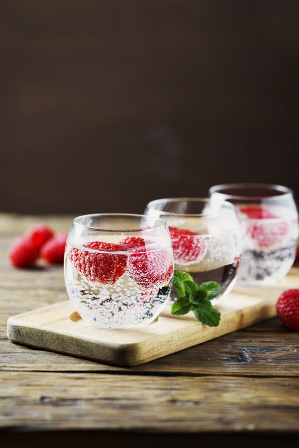Fresh Summer Soda Cocktail with Raspberry Stock Image - Image of glass ...
