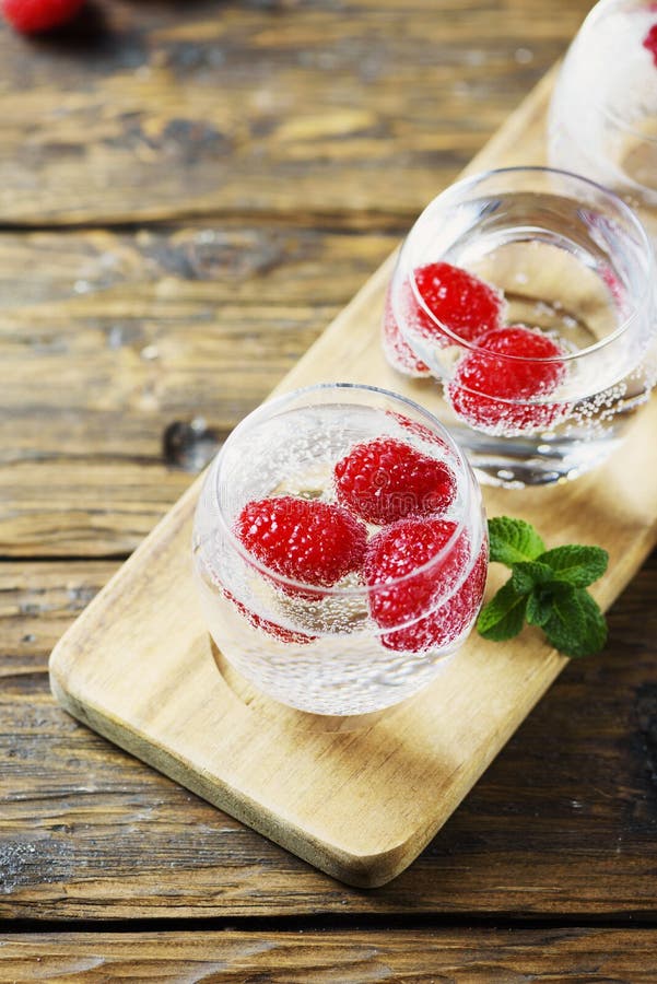 Fresh Summer Soda Cocktail with Raspberry Stock Image - Image of green ...