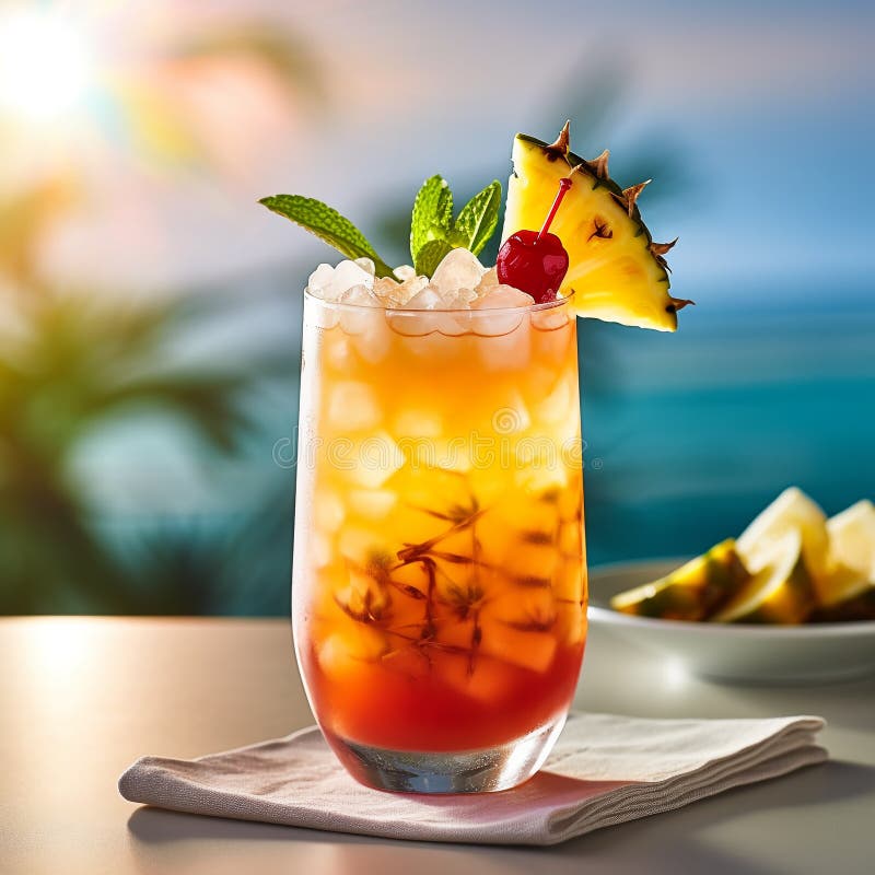 Fresh sunset cocktail stock illustration. Illustration of orange ...