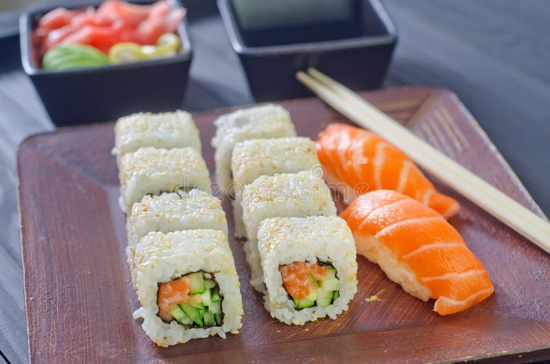Fresh sushi stock photo. Image of maki, asian, dinner - 37799544