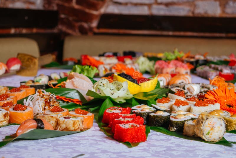 Fresh Sushi Maki Set Close-up Stock Image - Image of cuisine, macro ...