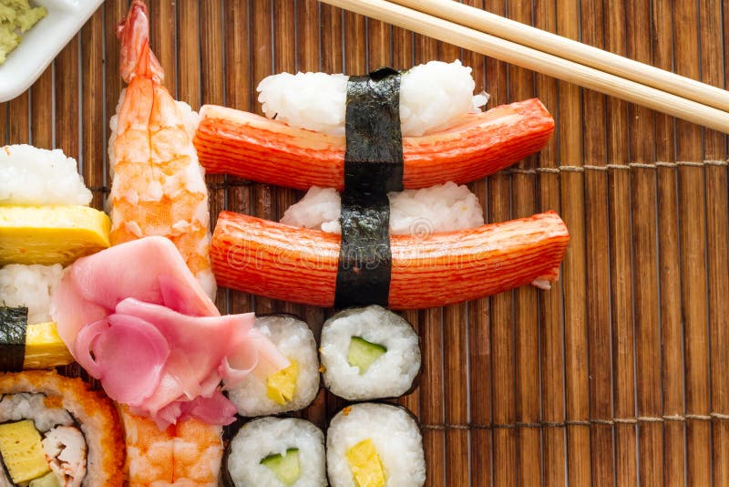 Yummy Fresh Sushi rolls stock photo. Image of seafood - 29974844