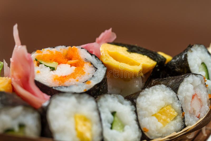 Yummy Fresh Sushi rolls stock photo. Image of bamboo - 29975214