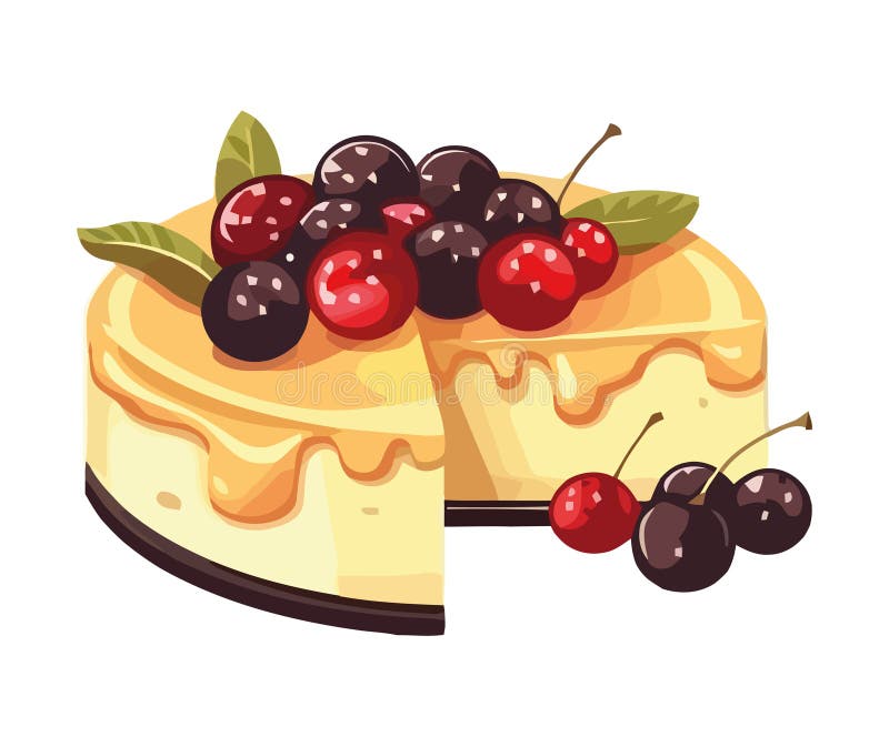 Fresh Sweet Berry Cheesecake Stock Vector - Illustration of food, cream ...