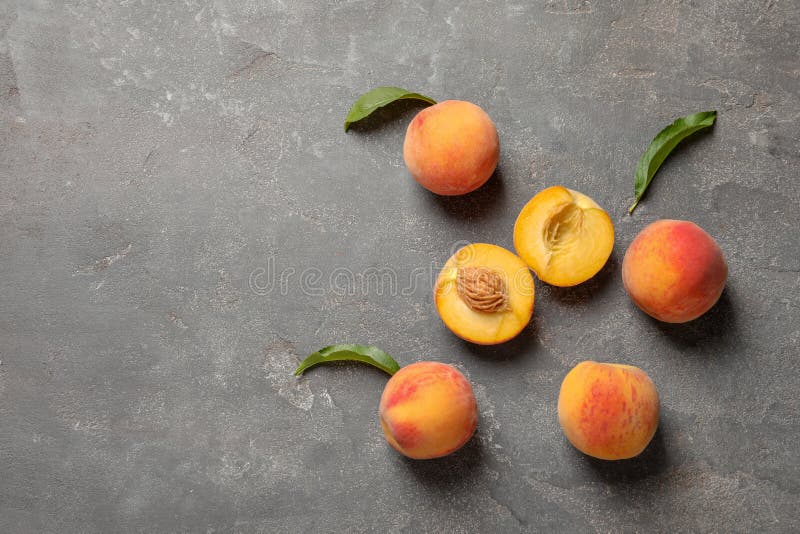 Peaches on Table stock photo. Image of leaves, fuzz, freshly - 15384104