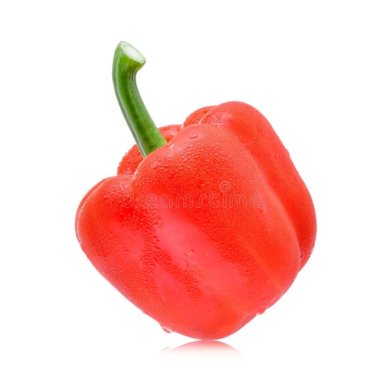 Fresh Sweet Red Pepper(Bell Pepper) With Drop Of Water Isolated Stock ...