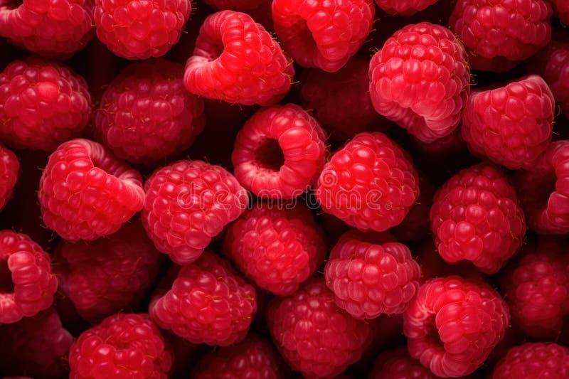 Fresh Sweet Red Raspberries Arranged Together Representing for ...