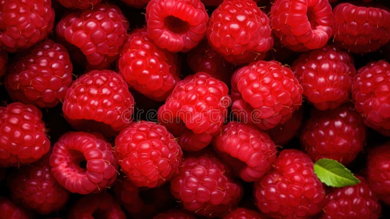 Fresh Sweet Red Raspberries Arranged Together Representing for ...
