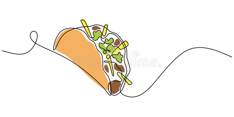 Fresh Taco in a One Line Drawing, Representing a Classic Mexican Dish ...