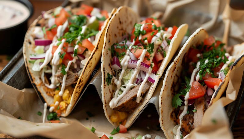 Fresh tacos. AI generated. stock illustration. Illustration of dinner ...