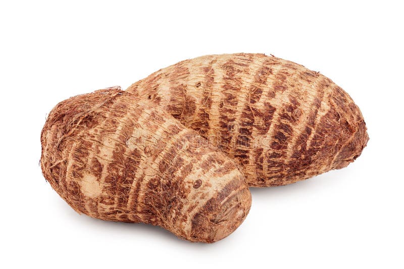 Fresh Taro Root with Slices and Leaf Isolated on White Background Stock ...