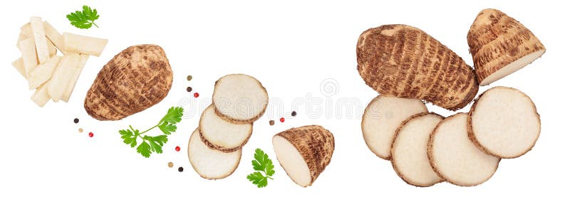 Fresh Taro Root Isolated on White Background with Copy Space for Your ...