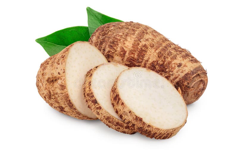 Fresh Taro Root with Slices Isolated on White Background Stock Image ...