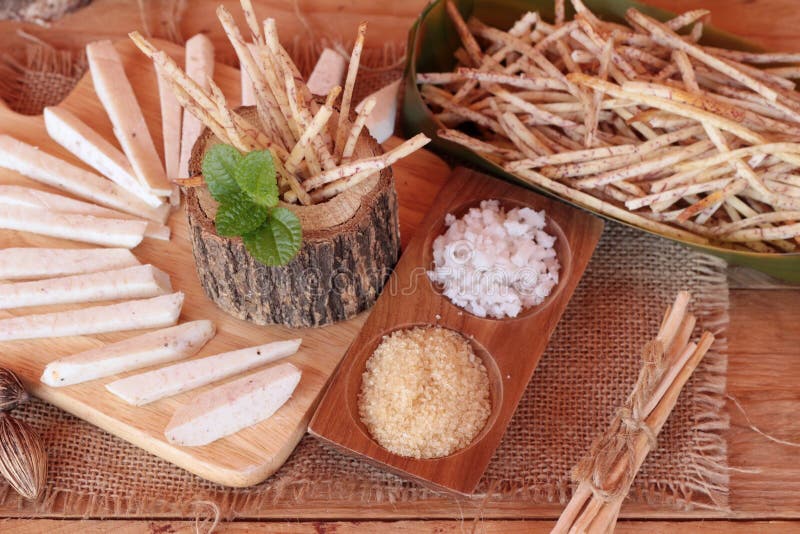 Fresh Taro and Taro Stick with Salt. Stock Photo - Image of healthy ...
