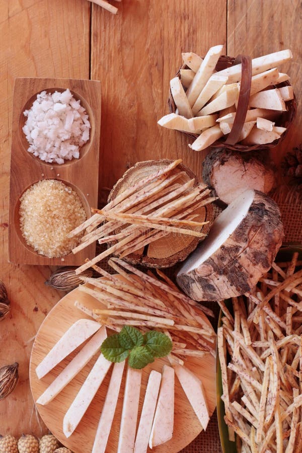 Fresh Taro and Taro Stick with Salt. Stock Photo - Image of cuisine ...