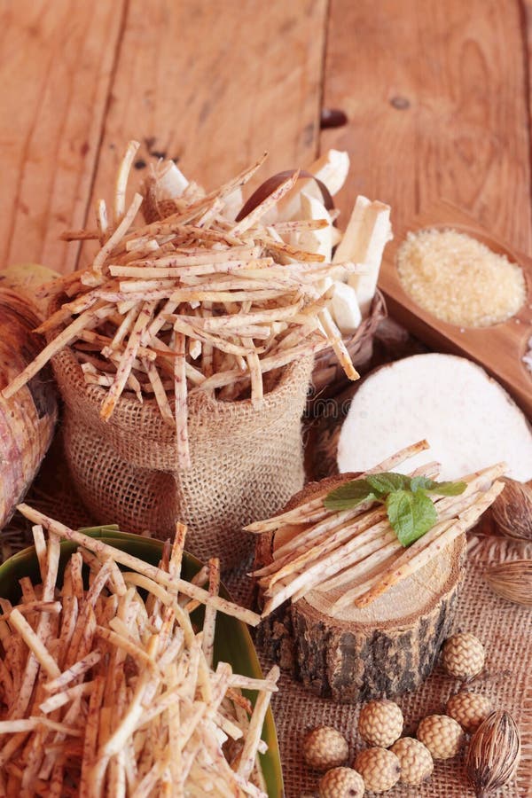 Fresh Taro and Taro Stick with Salt. Stock Photo - Image of potato ...