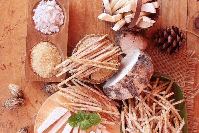 Fresh Taro and Taro Stick with Salt. Stock Image - Image of tropical ...
