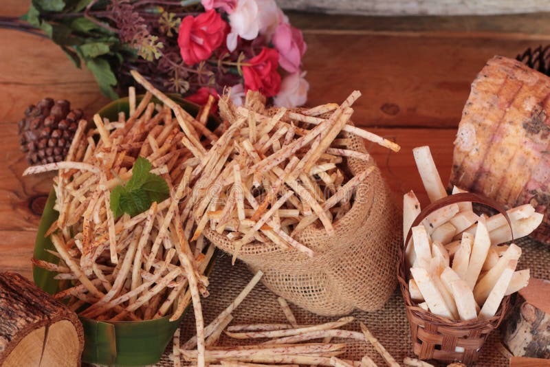 Fresh Taro and Taro Stick with Salt. Stock Image - Image of healthy ...
