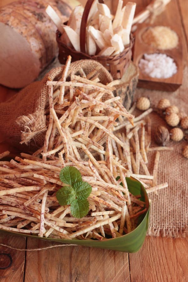 Fresh Taro and Taro Stick with Salt. Stock Image - Image of dessert ...