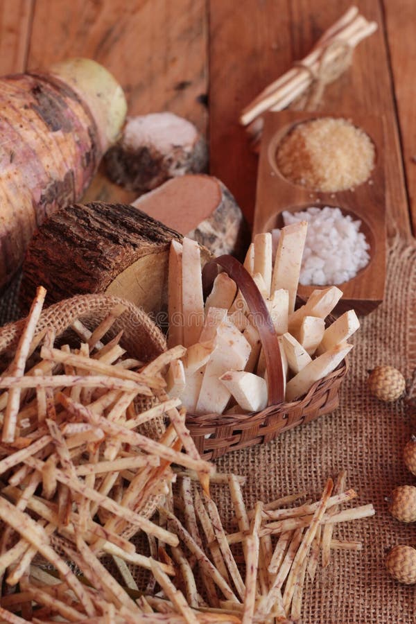 Fresh Taro and Taro Stick with Salt. Stock Image - Image of health ...