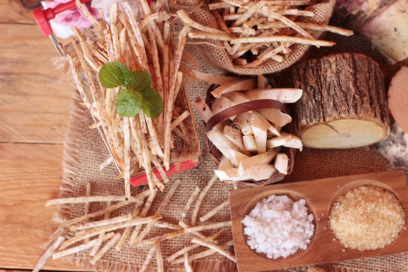 Fresh Taro and Taro Stick with Salt. Stock Image - Image of asian ...