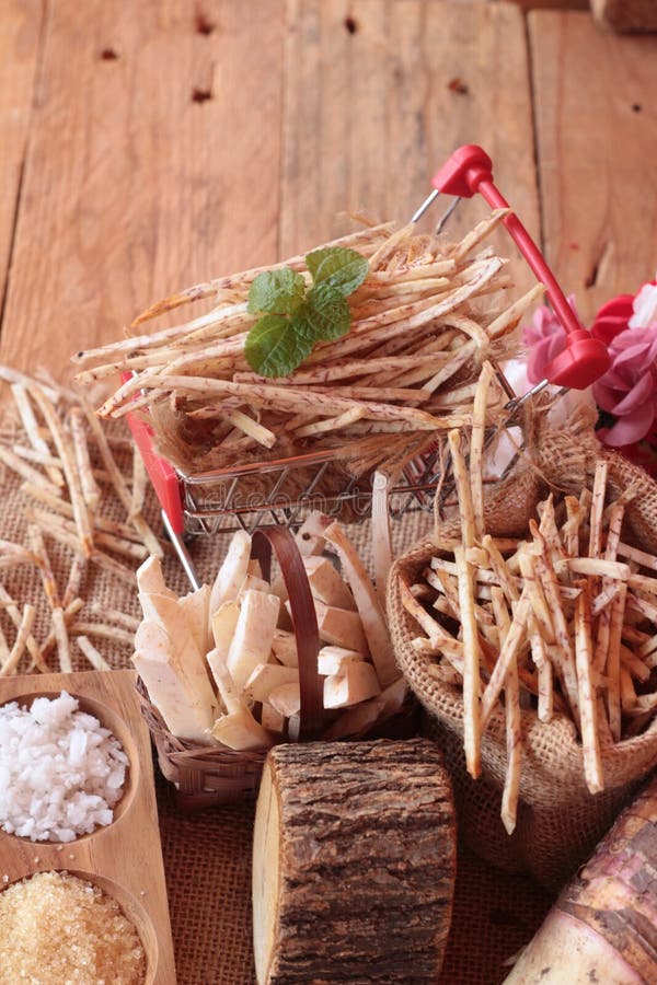 Fresh Taro and Taro Stick with Salt. Stock Photo - Image of taro ...
