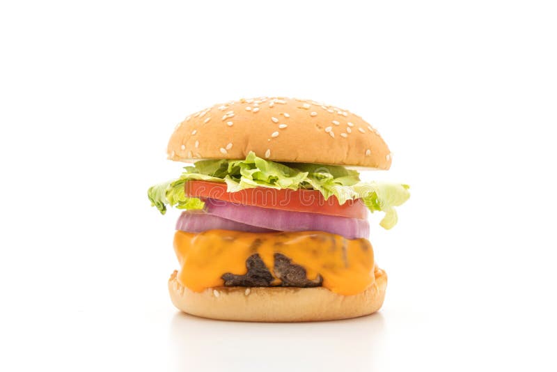 Beef Burger with Cheese and Potato Chips Stock Photo - Image of grill ...