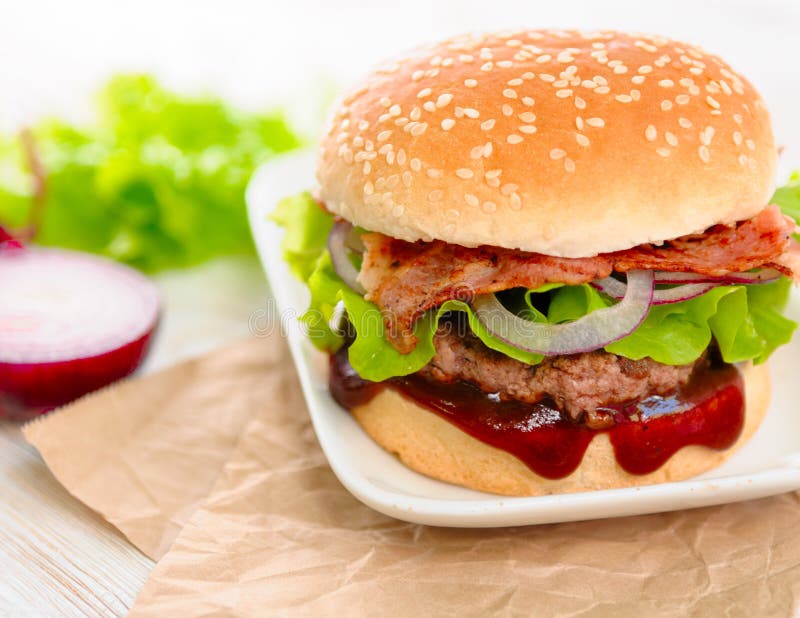 Fresh and tasty burger stock image. Image of delicious - 83339673
