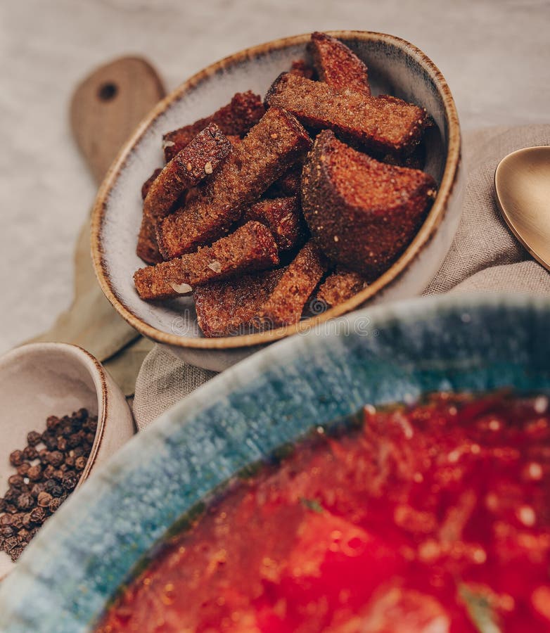 Fresh Tasty Fried Bread Garlic Sticks. Rustic Style Stock Image - Image ...