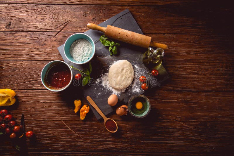 Fresh an Tasty Homemade Pizza Preparation Stock Image - Image of bread ...