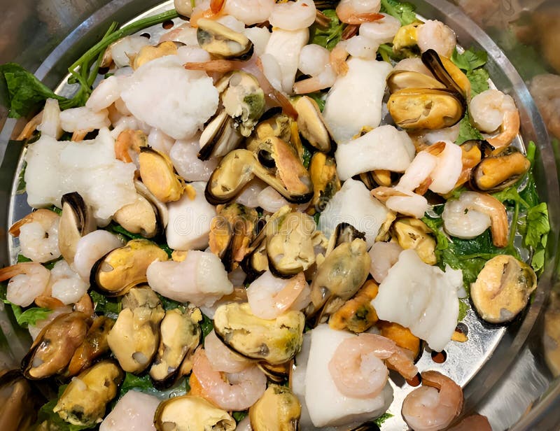 Fresh and Tasty Mussels and Seafood for Cooking Stock Photo - Image of ...