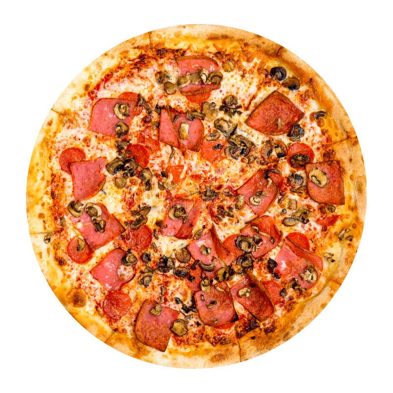Fresh Tasty Pizza With Pepperoni Isolated On White Background. Top View ... Fresh Tasty Pizza With Pepperoni Isolated On White Background. Top View ...