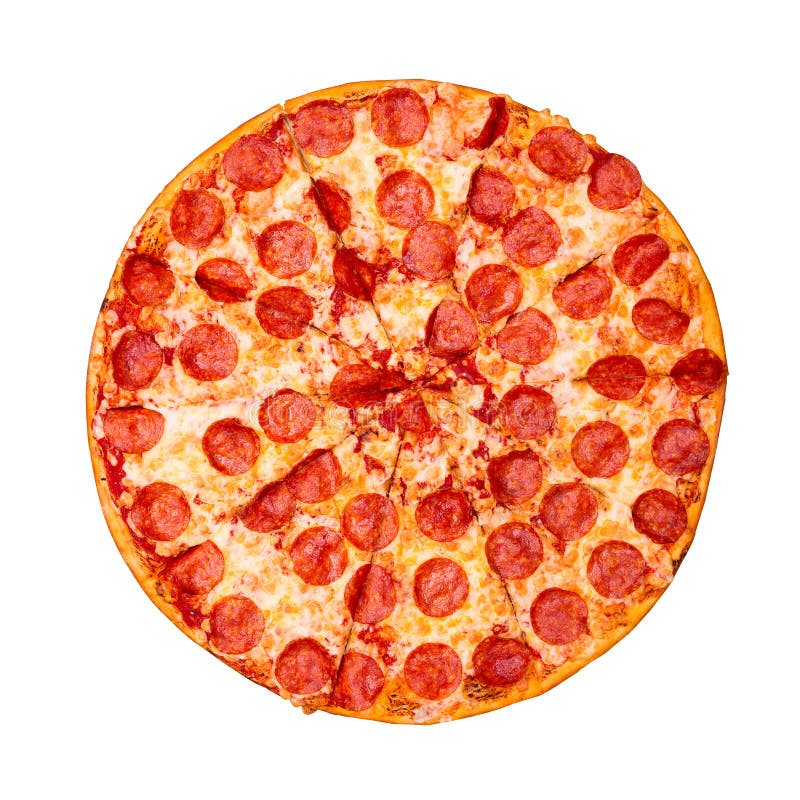 Fresh Tasty Pizza with Pepperoni Isolated on White Background. Top View ... Fresh Tasty Pizza with Pepperoni Isolated on White Background. Top View ...