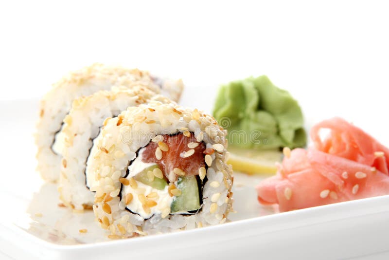 A Fresh and Tasty Sushi Roll Stock Photo - Image of appetizer, gourmet ...