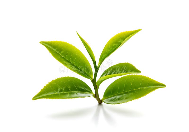 Fresh Tea Leaves Against a White Background Stock Illustration ...