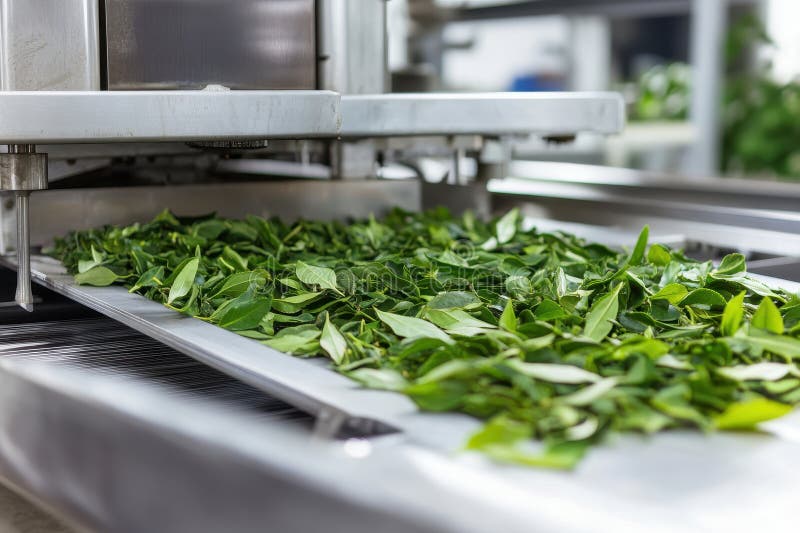 Processing Fresh Tea Leaves in a Large Machine for Drying and Packaging ...