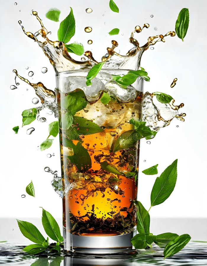 Fresh Tea with Mint and Ice Cubes. Sample for Package Design Stock ...