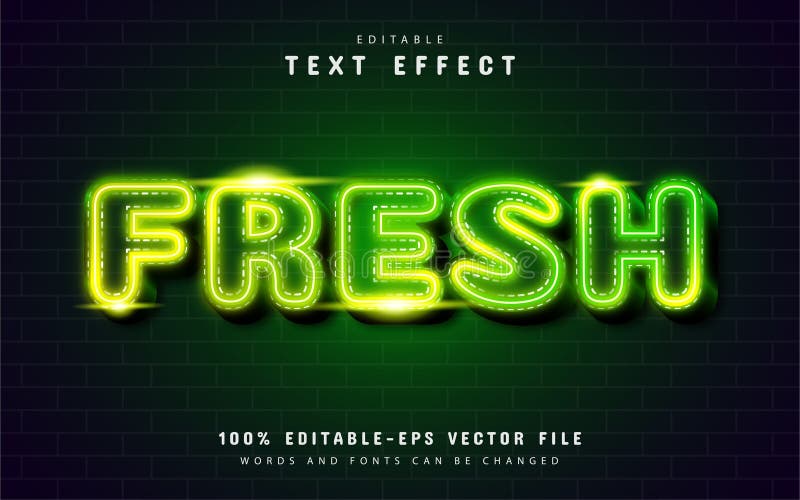 Fresh Text Effect with Green Light Stock Illustration - Illustration of ...